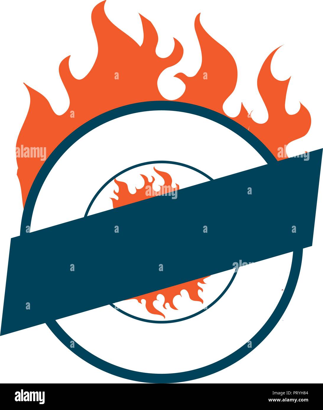 circular sticker with fire flame vector illustration design Stock ...
