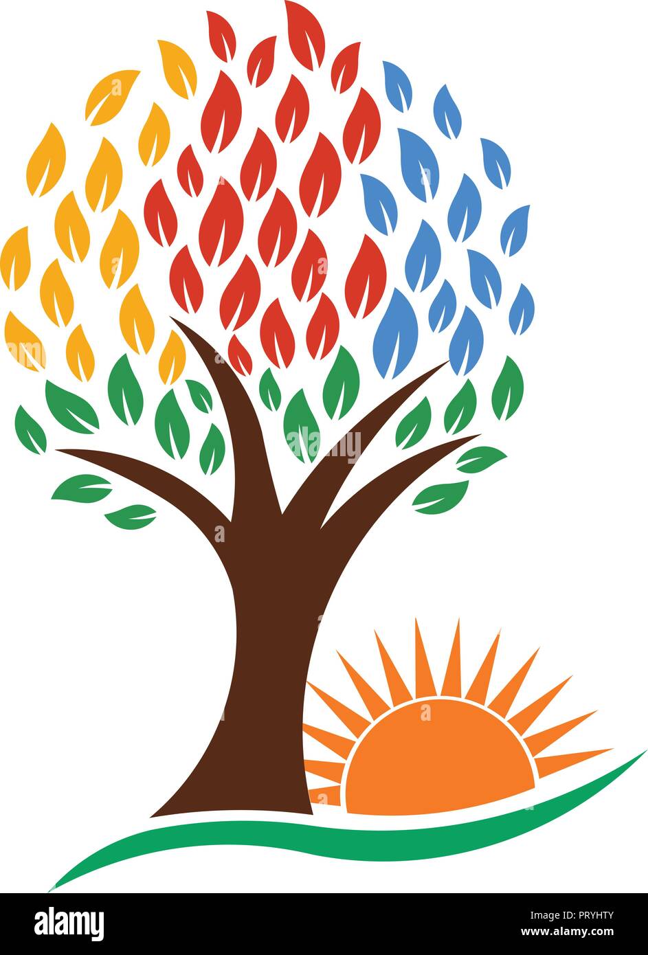 Nature Tree and Vibrant Sun, vector logo Stock Vector Image & Art - Alamy