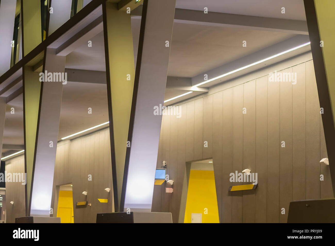 Beautiful Modern Abstract Lit Building At Night Stock Photo - Alamy