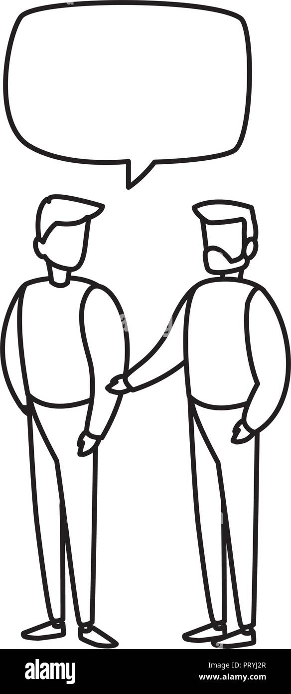 young men couple talking characters vector illustration design Stock ...