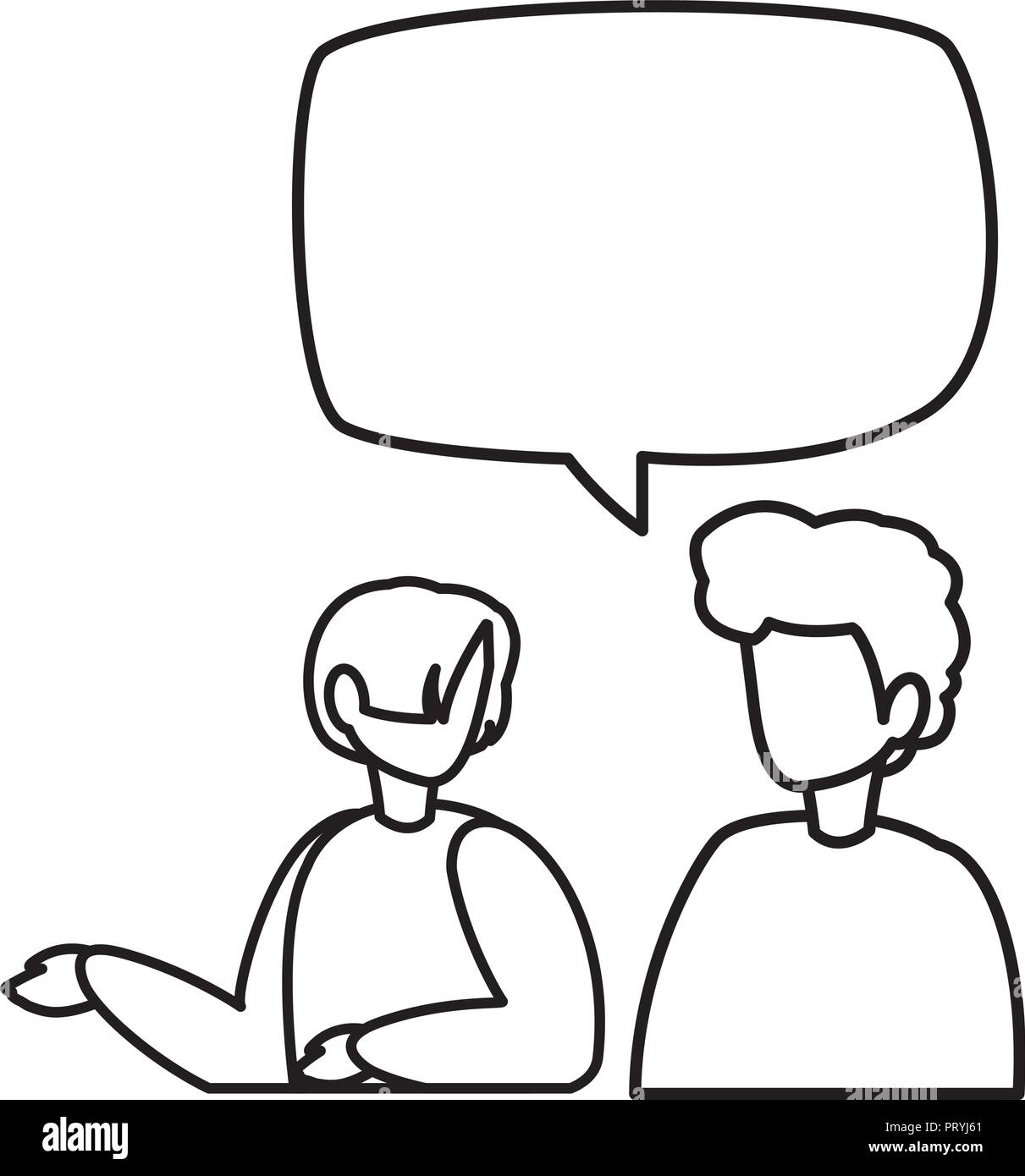 young men couple talking characters vector illustration design Stock ...