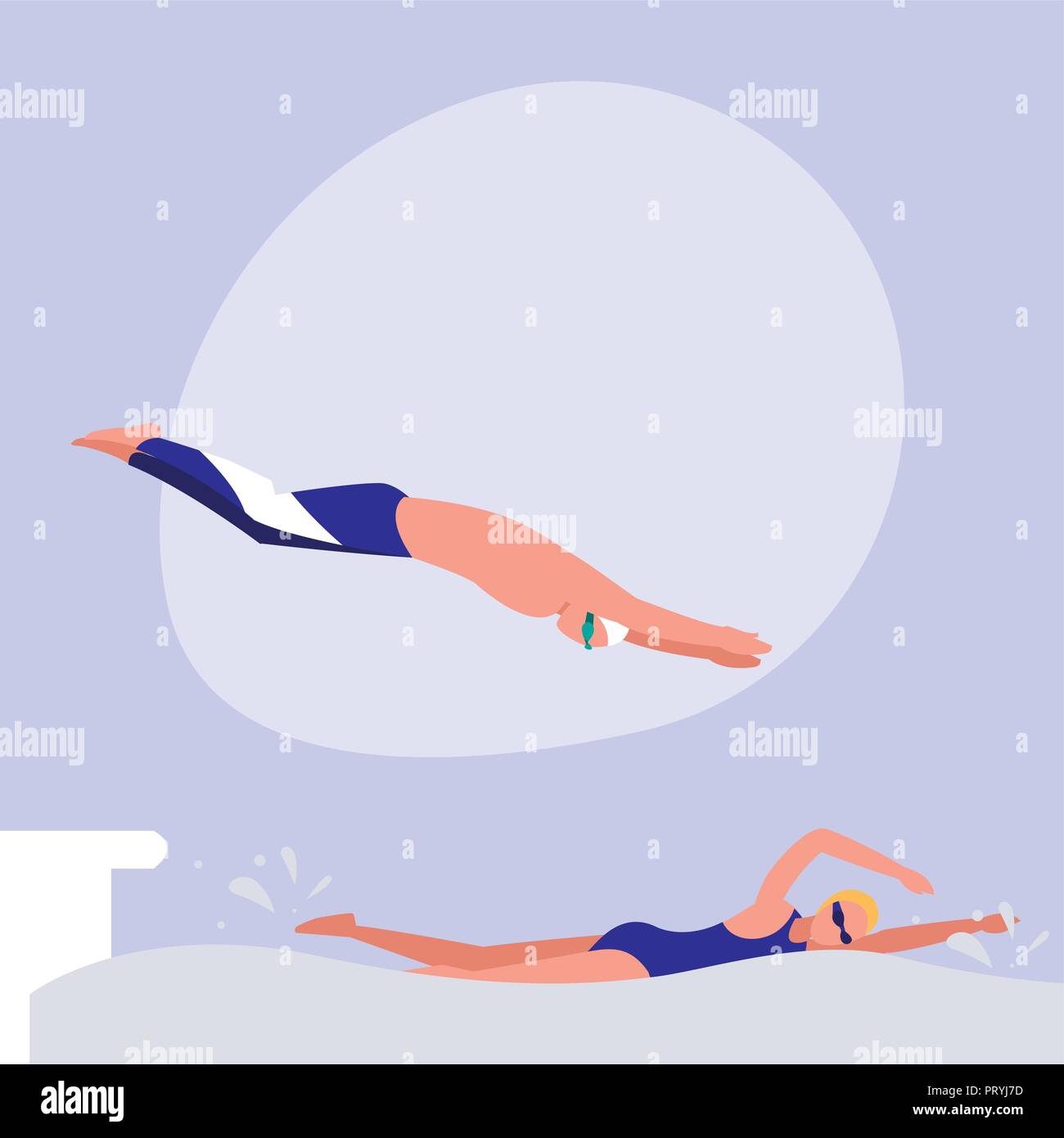 persons practicing swimming avatar character vector illustration design ...