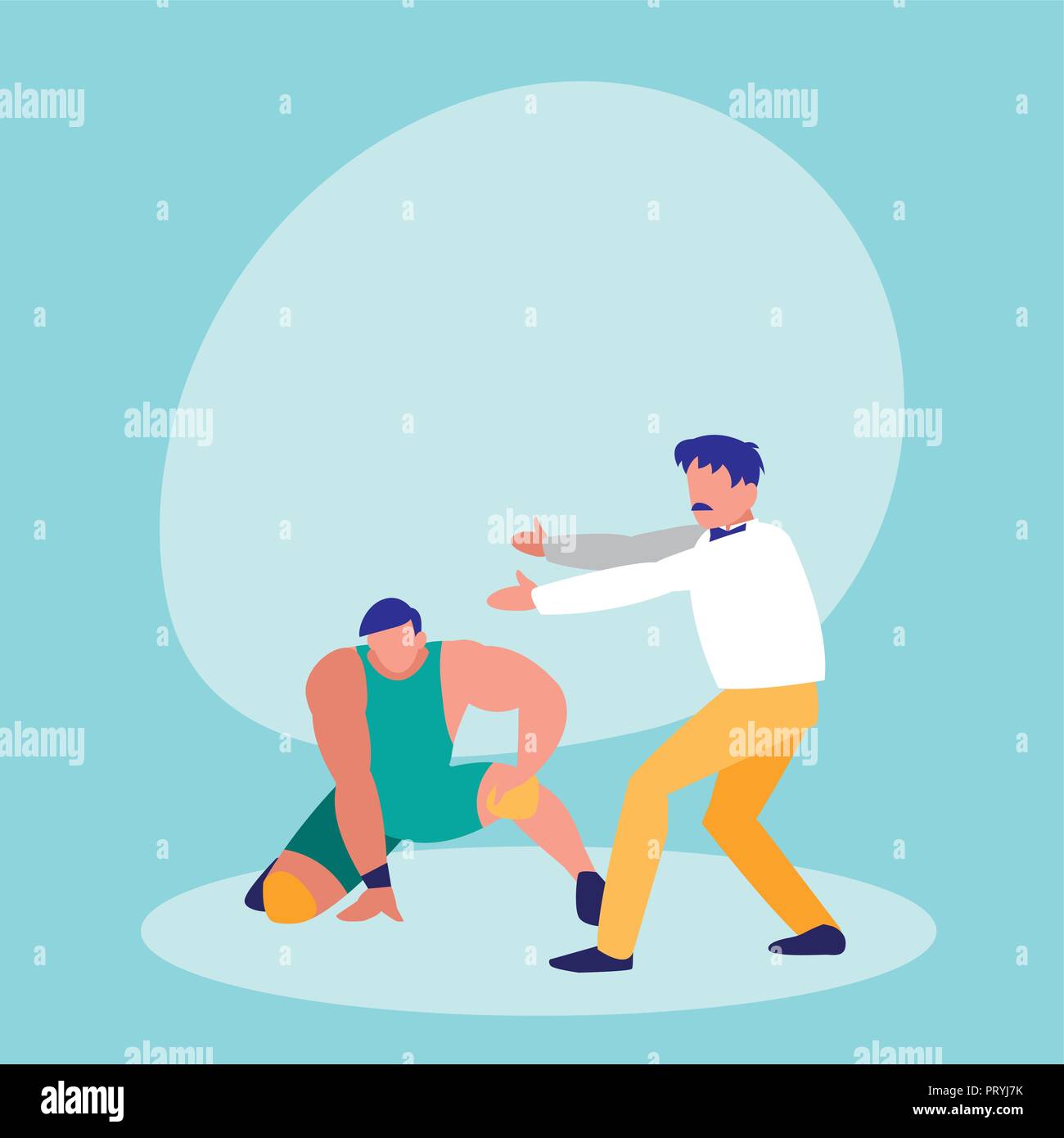 boxing referee with player avatar character vector illustration design ...