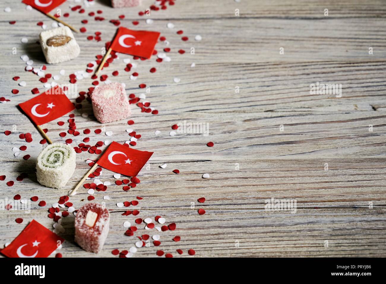 concept-independence day of Turkey, national paper flags of the state ...