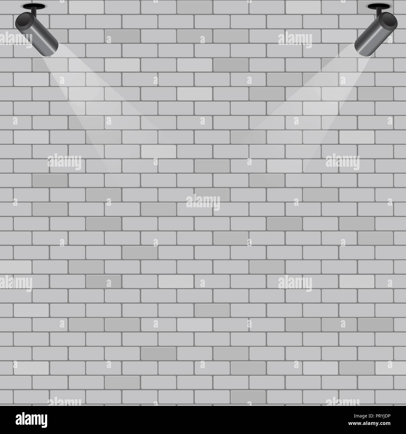 Spotlights on grey brick wall background, stock vector Stock Vector ...