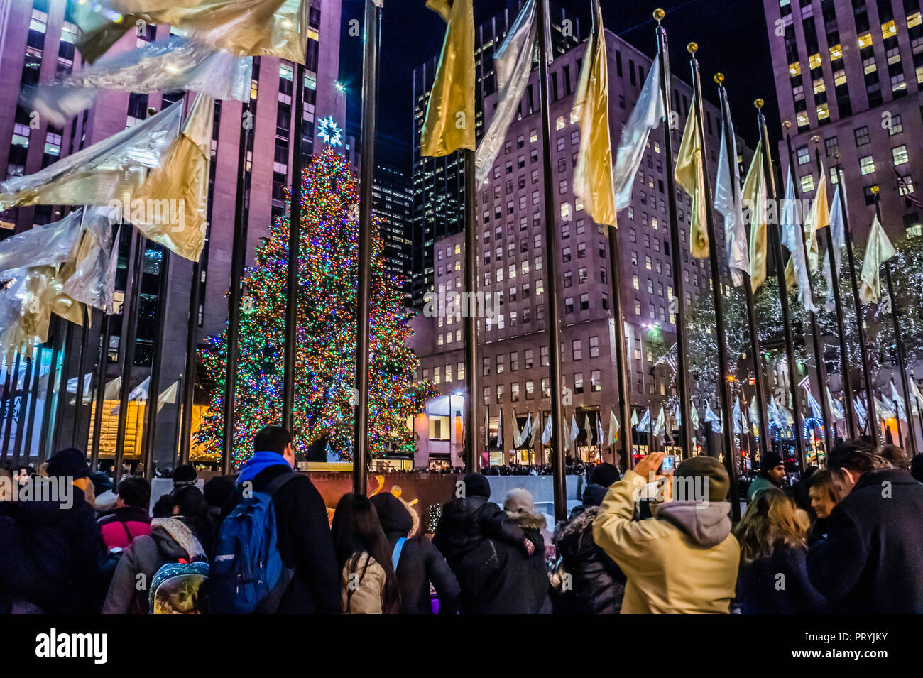 Christmas Rockefeller Center Manhattan New York, New York, USA Stock ...