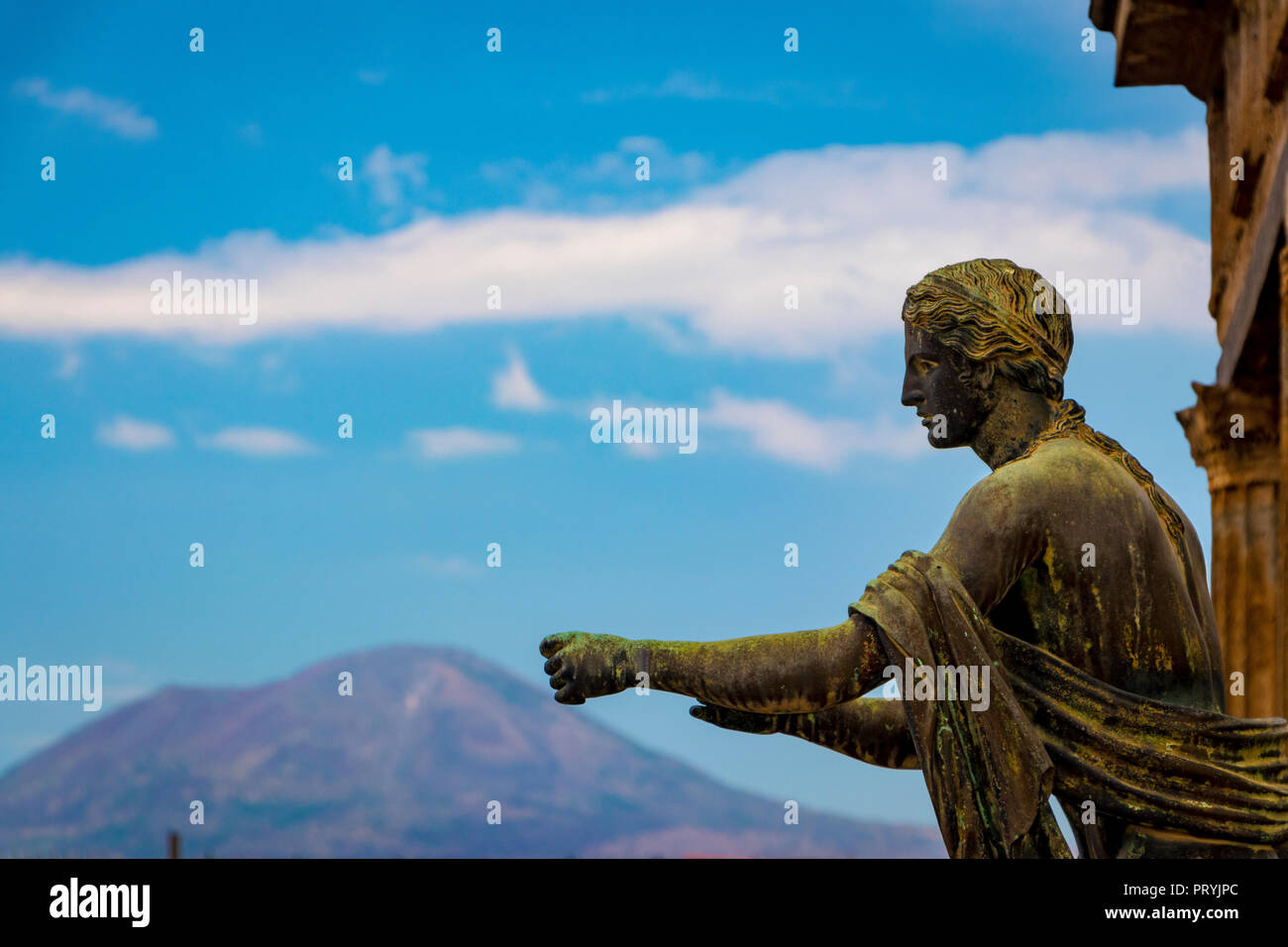 Statue over Vesuvius. Italy is rich of history and has so many places ...