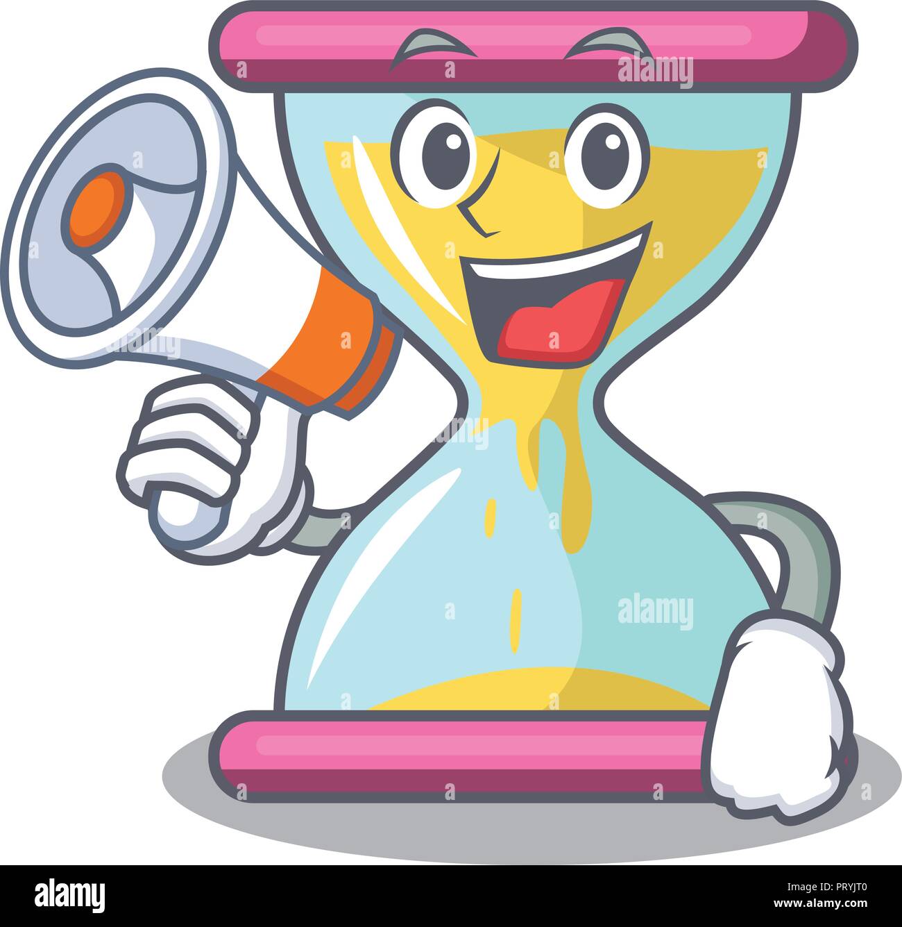 With megaphone character hourglass concept for business deadline Stock ...