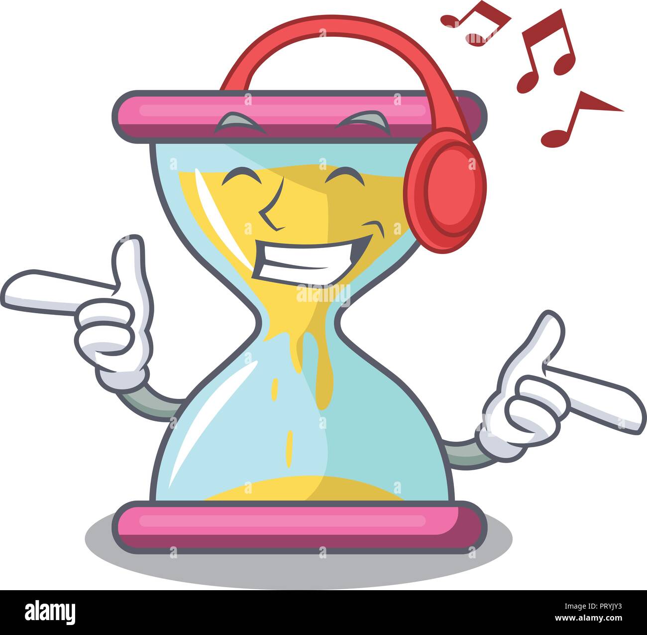 Listening music modern hourglass on the table cartoon Stock Vector ...