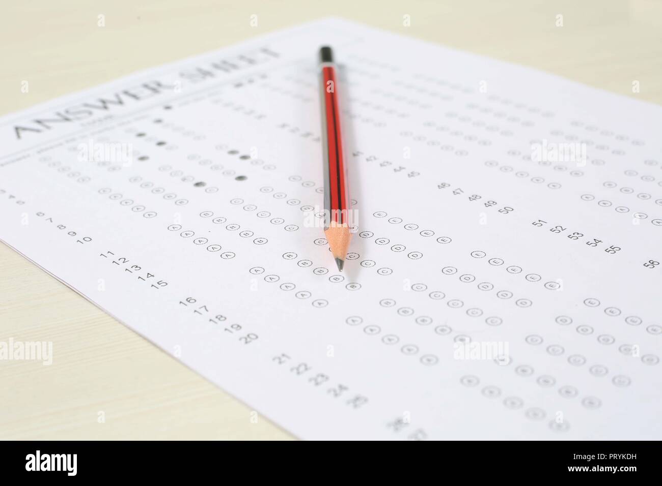 Picture of omr sheet and pencil. Isolated on white background Stock ...