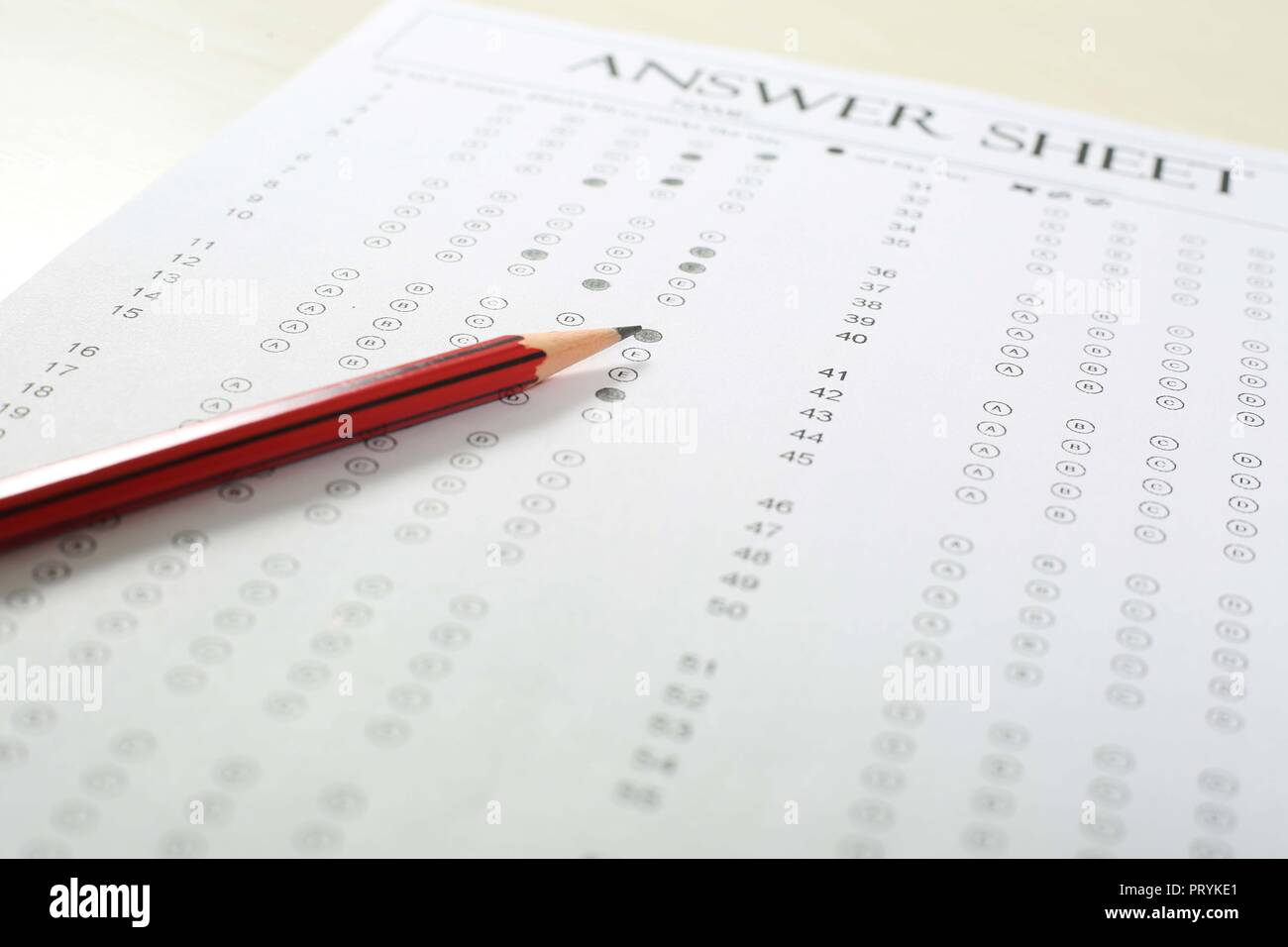 Picture of exam omr sheet and pencil. Isolated on white background ...