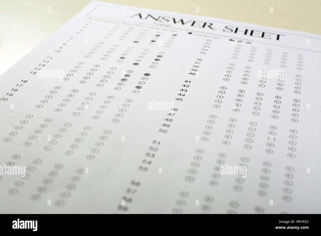 Picture of omr sheet. Isolated on white background Stock Photo - Alamy