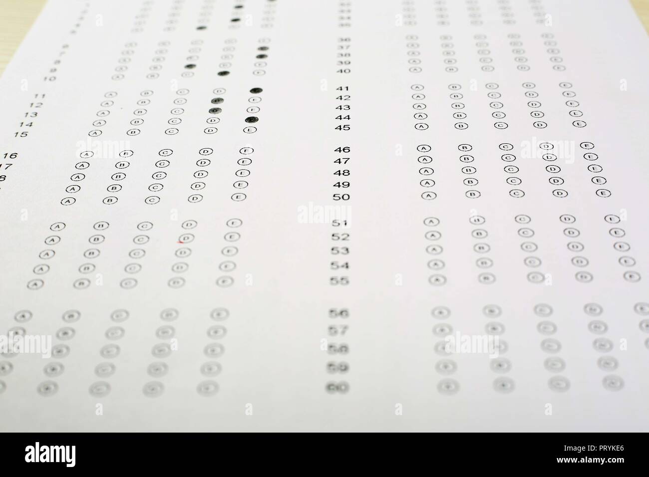 Picture of exam omr sheet. Isolated on white background Stock Photo - Alamy