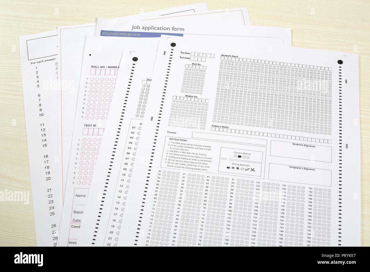 Picture of multiple exam omr sheet. Isolated on white background Stock ...