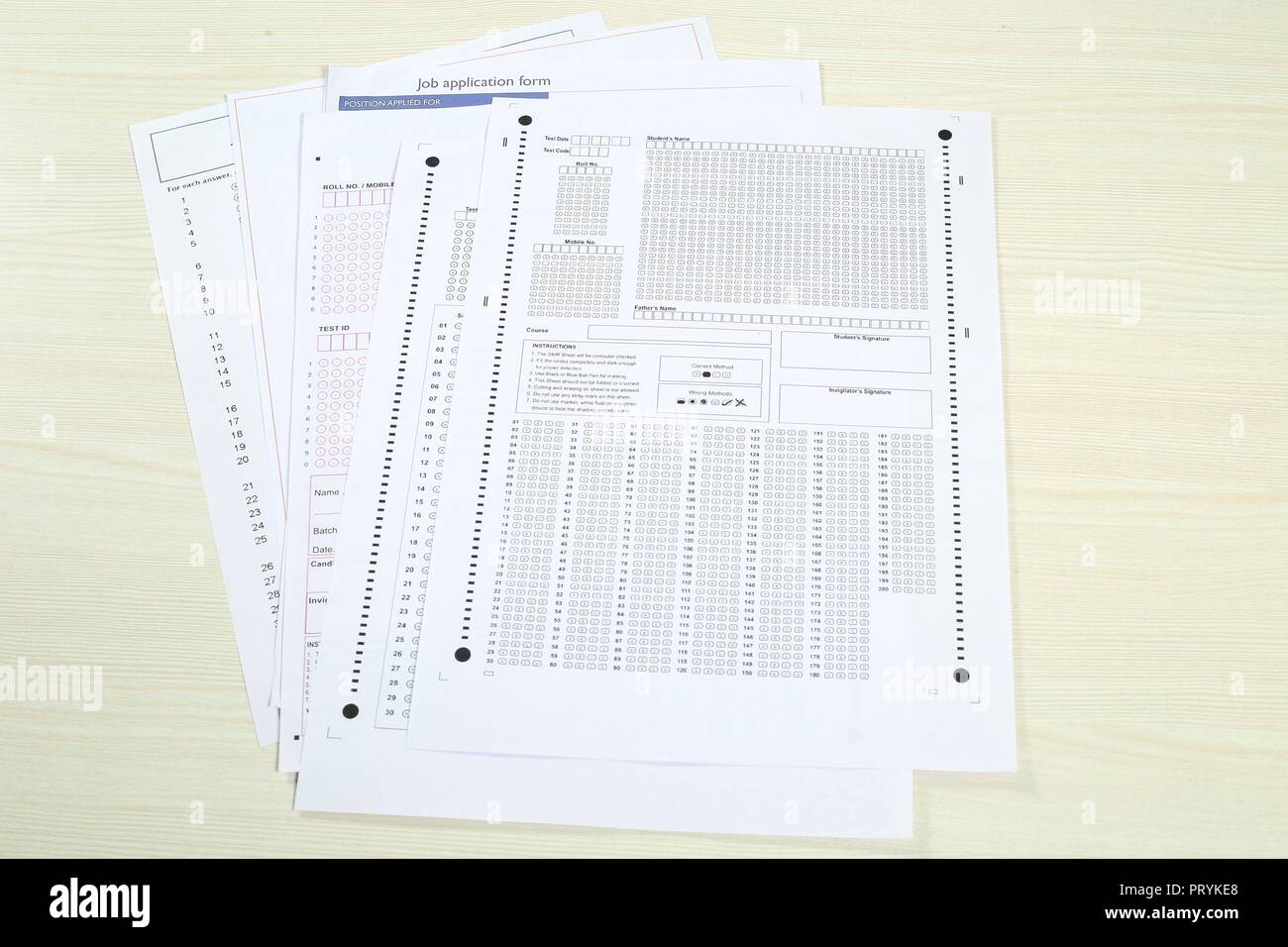 Picture of multiple omr sheet. Isolated on white background Stock Photo ...