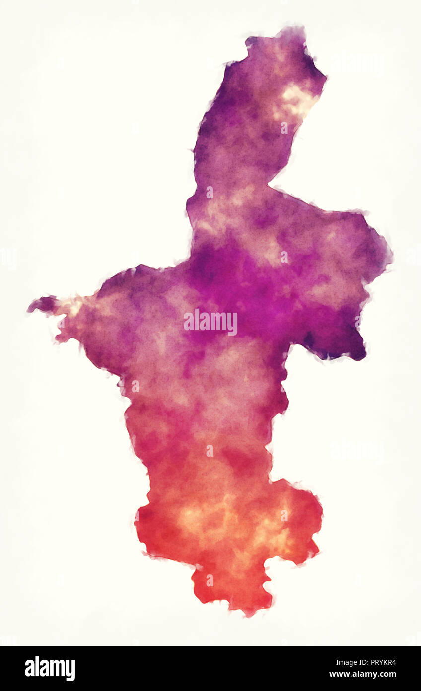 Ningxia autonomous region watercolor map of China in front of a white ...