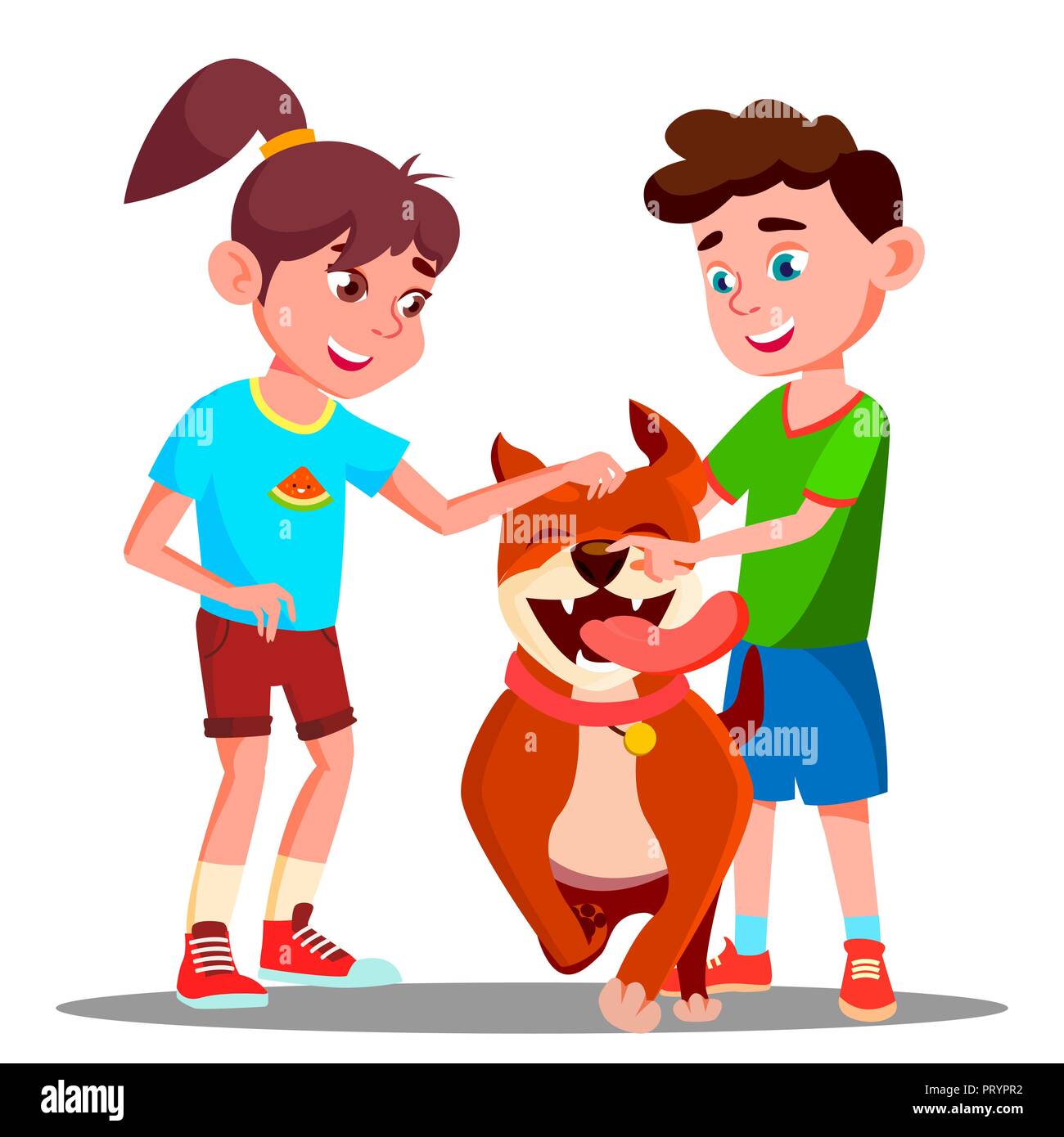 Cartoon illustration two dogs playing hi-res stock photography and ...