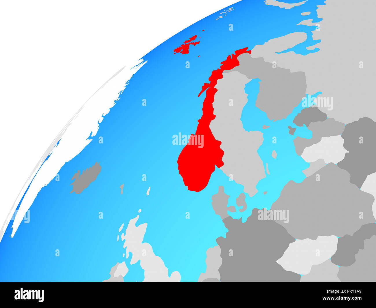 Norway on globe. 3D illustration Stock Photo - Alamy