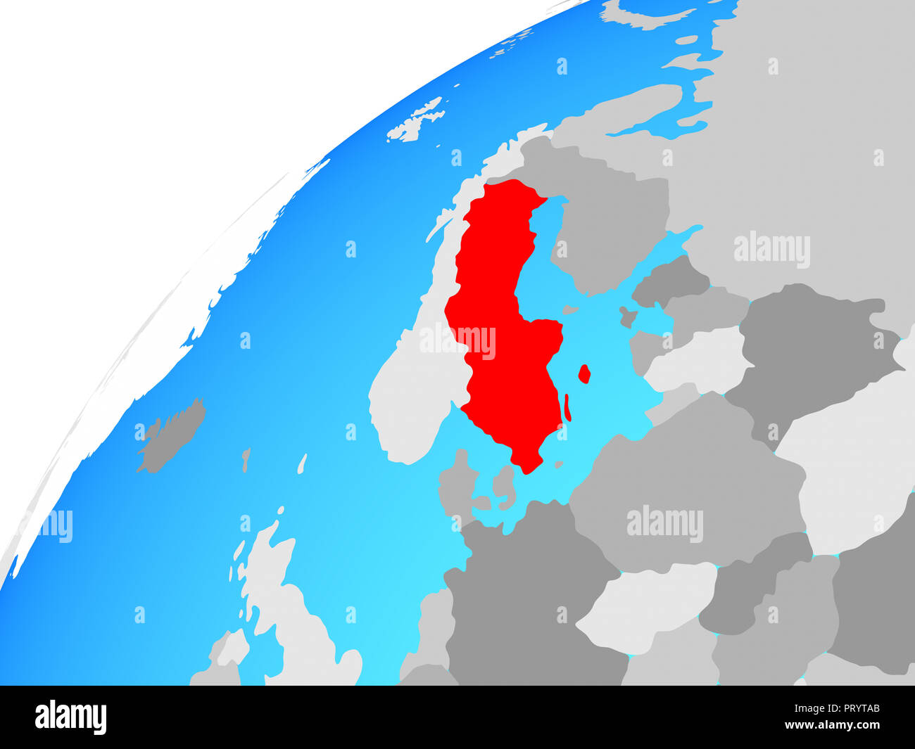 Sweden on globe. 3D illustration Stock Photo - Alamy