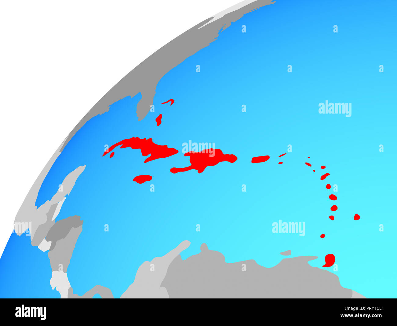 Caribbean on globe. 3D illustration Stock Photo - Alamy