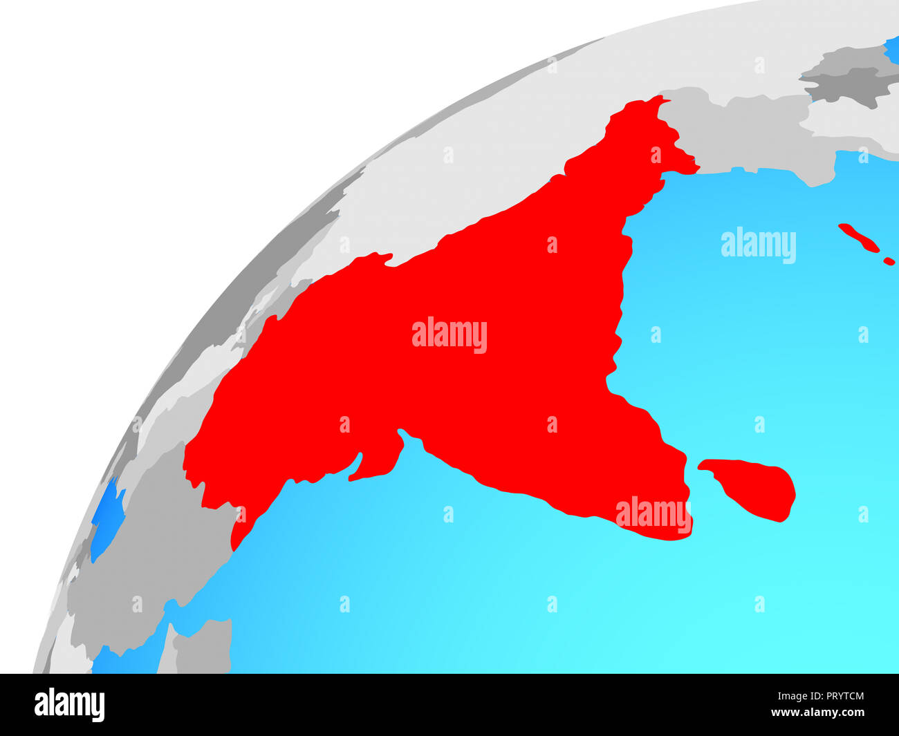 South Asia on globe. 3D illustration Stock Photo - Alamy