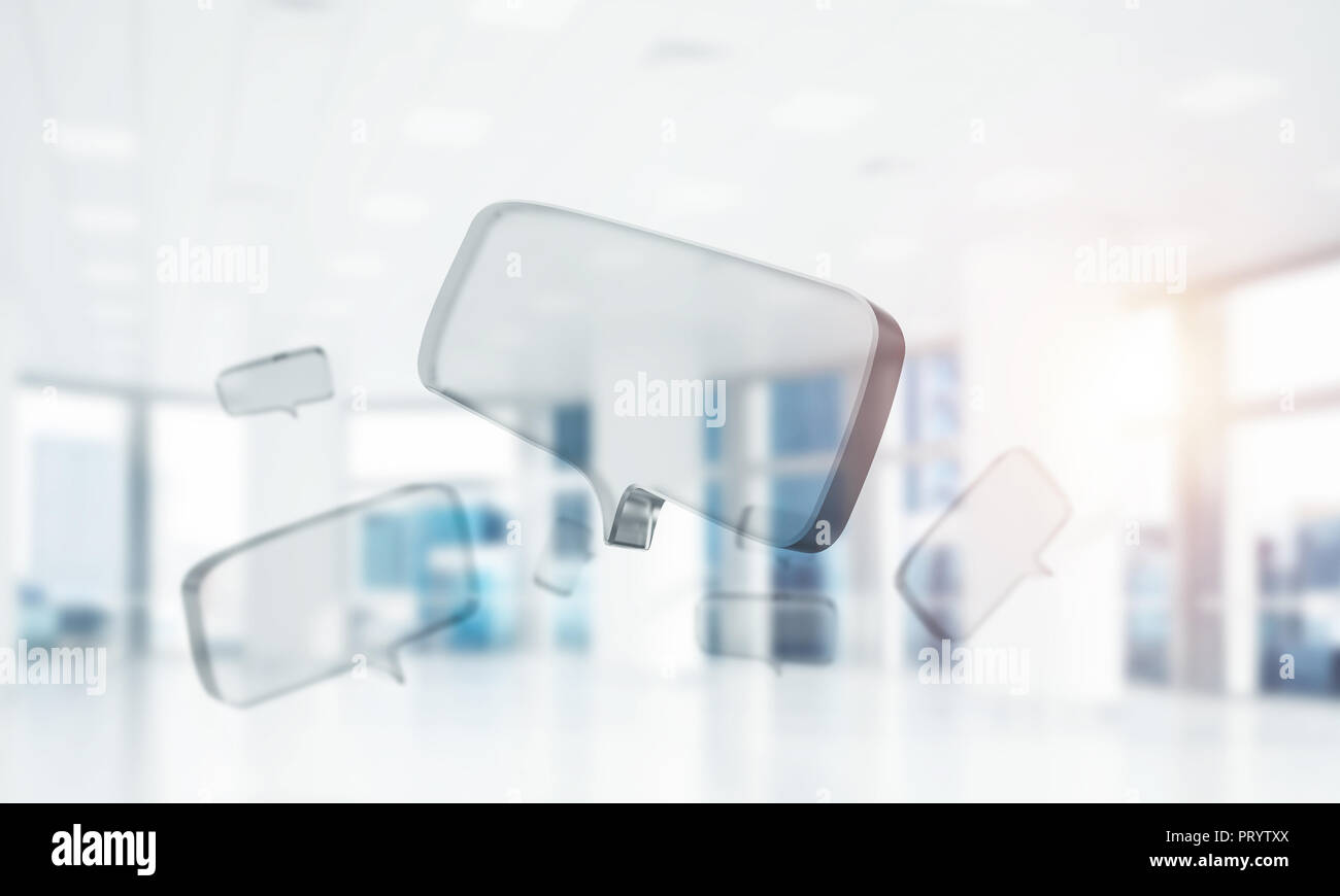 Concept of communication by glass empty chat icon on office back Stock ...