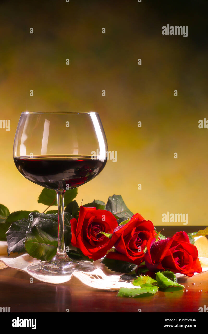 Italy Liqueur Wine Marsala and Red Roses Stock Photo - Alamy