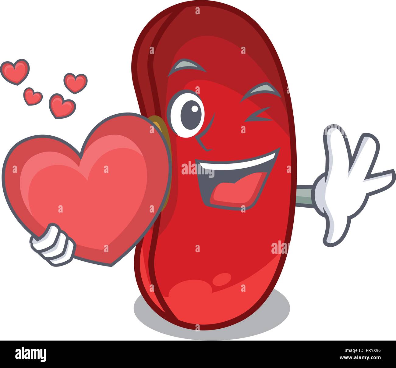 With heart red bean in the cartoon cup Stock Vector Image & Art - Alamy