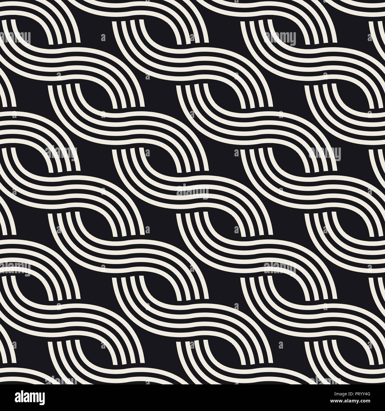 Vector seamless pattern. Modern stylish abstract texture. Repeating rounded wavy geometric tiles ...