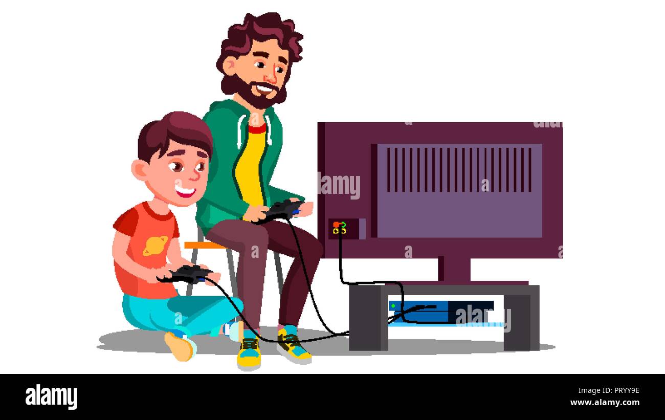 Play Video Games Cartoon