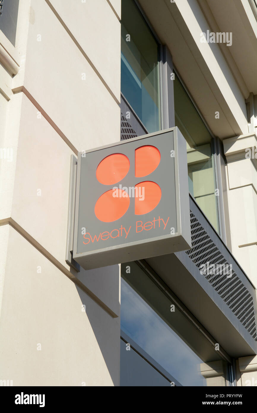 Sweaty Betty sign outside shop Stock Photo - Alamy