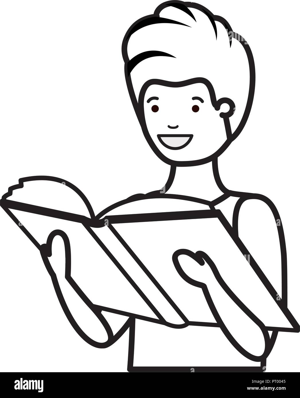 Teen reading school book class Stock Vector Images - Alamy