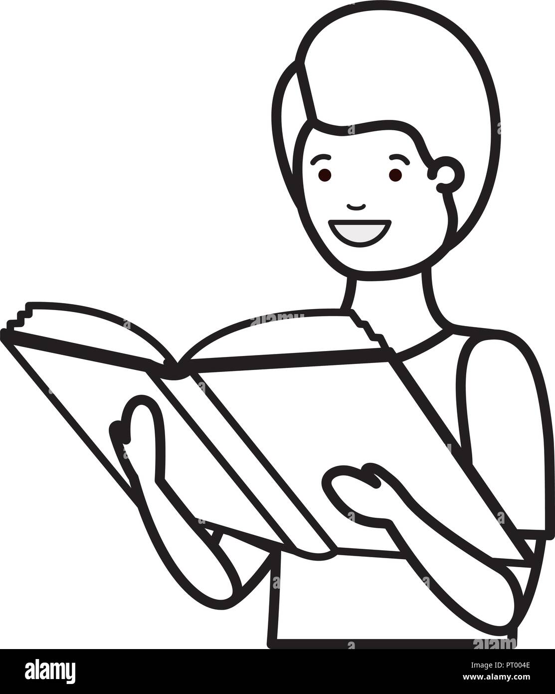 Teen reading textbook Stock Vector Images - Alamy