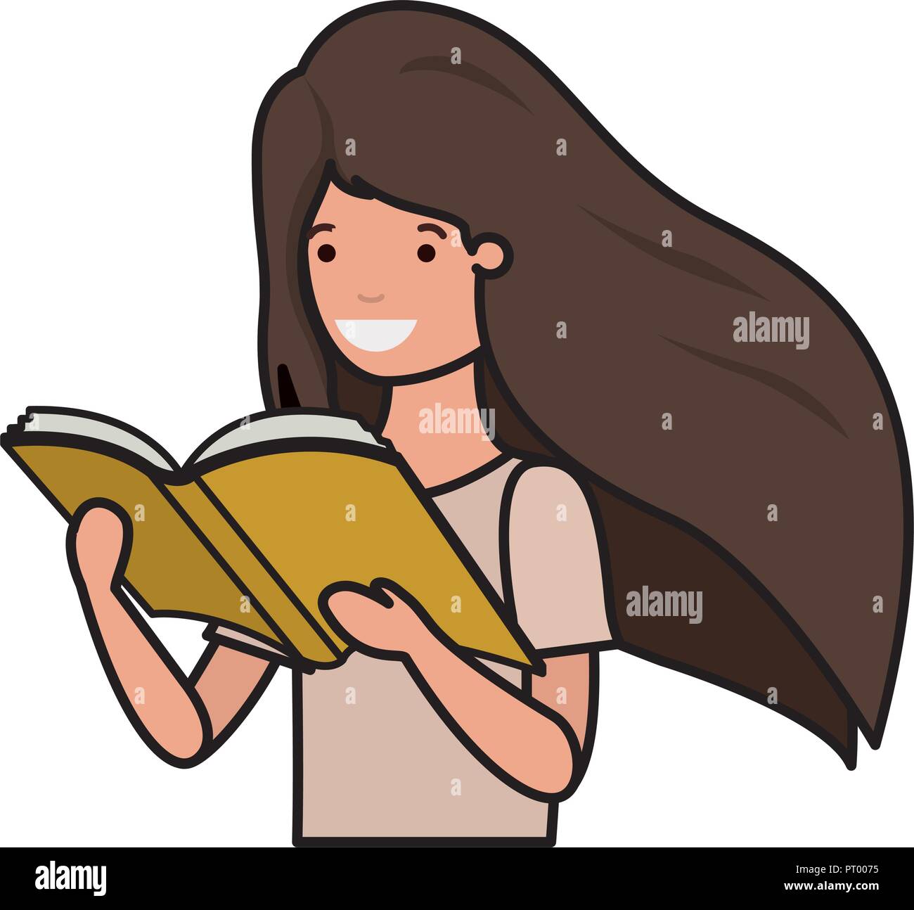 Teen Girl Reading A Book Clipart