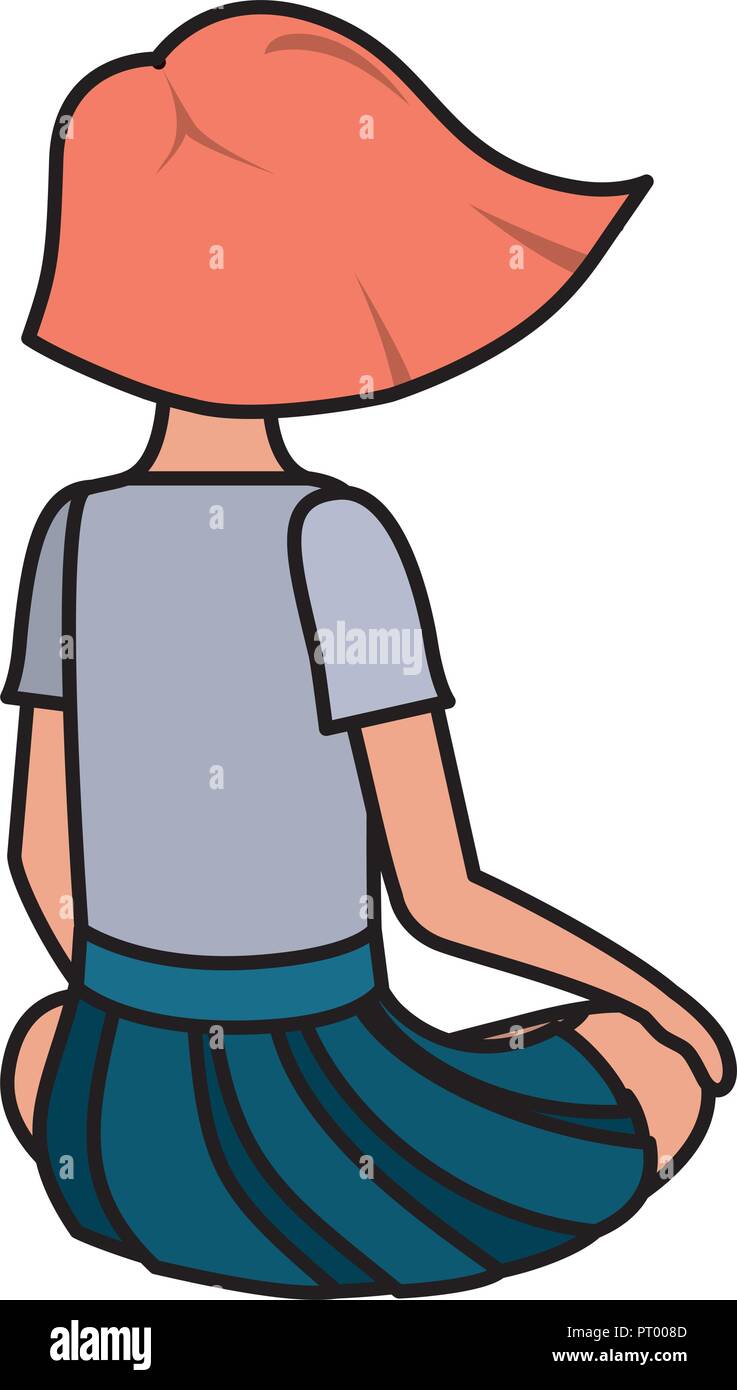 teenager girl sitting on his back avatar character Stock Vector Image ...