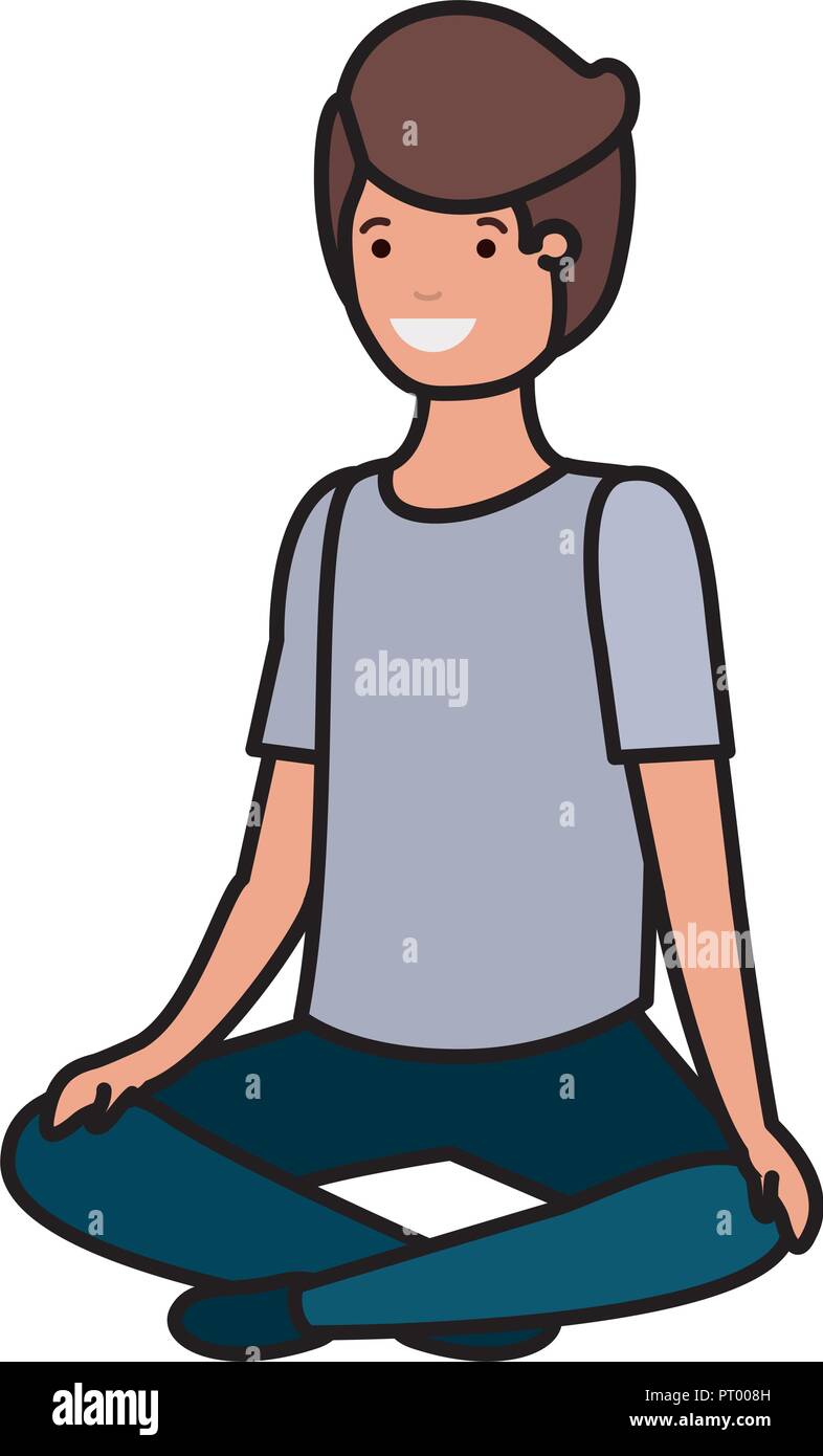 teenager boy sitting avatar character Stock Vector Image & Art - Alamy