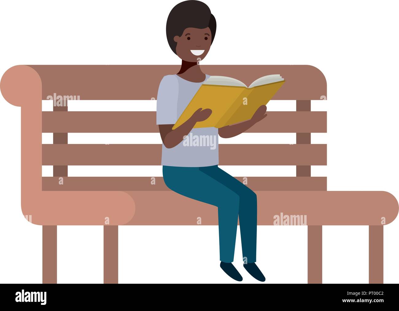 young black student sitting reading book Stock Vector Image & Art - Alamy