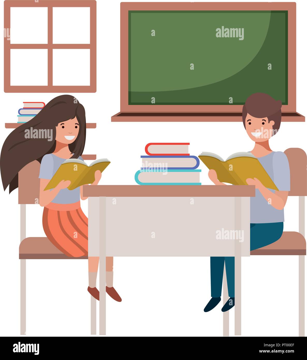 Teenage students studying in classroom Stock Vector Images - Alamy