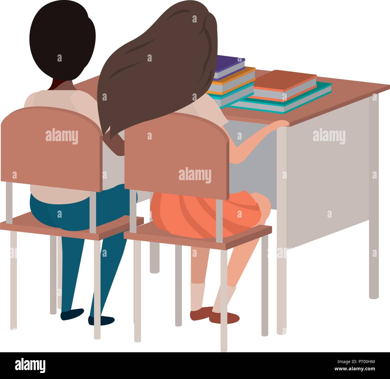 young students sitting in school desk Stock Vector Image & Art - Alamy