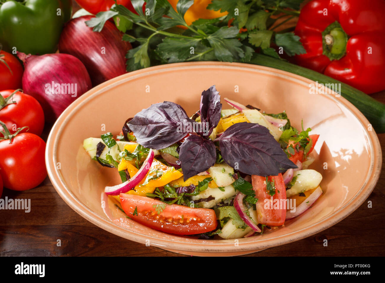 Choban (Coban) salatasi/ salad served on a table- Turkish cuisine ...
