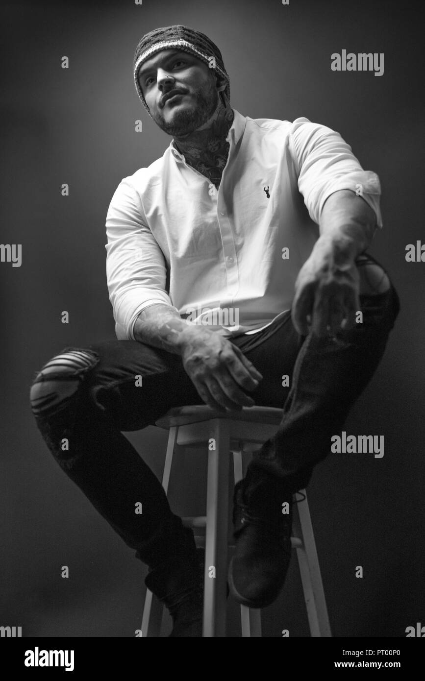 Man tattooed headshot hi-res stock photography and images - Alamy