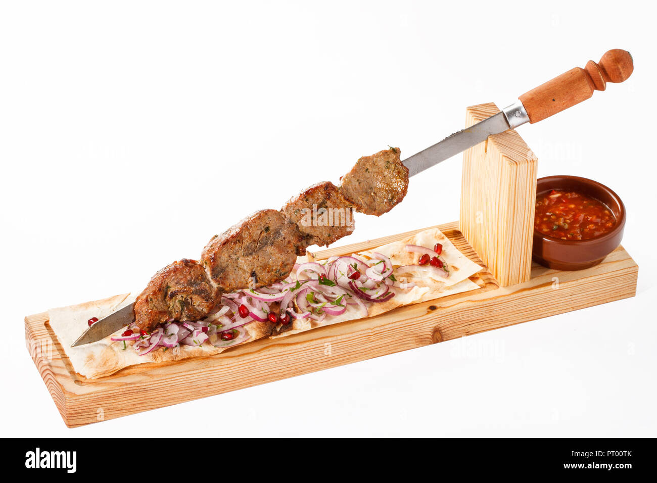 Khorovats- Traditional Armenian Lamb Kebab/skewers platter on wooden ...