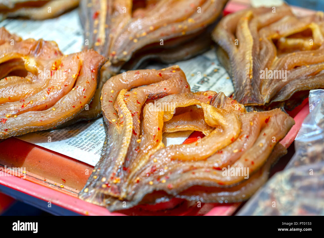 Types snakehead fish are sold at the market in the Mekong Delta. This ...
