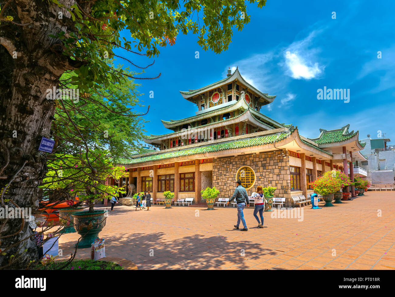 Tourists visit Ba Chua Xu Temple to pray for peace for everyone in the ...