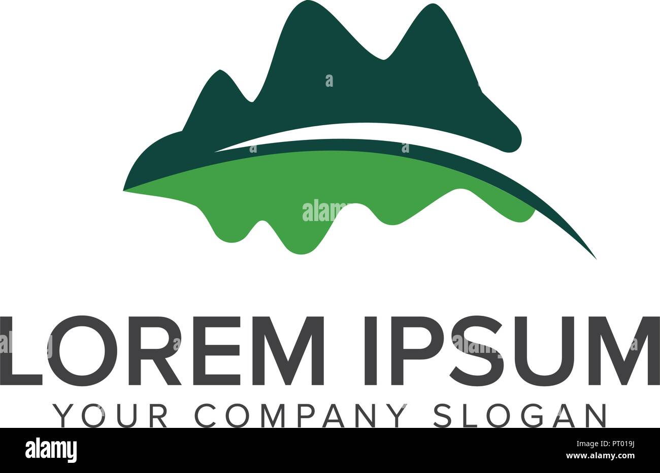 mountain leaf logo. Leaf Garden Floral Landscape logo design concept ...