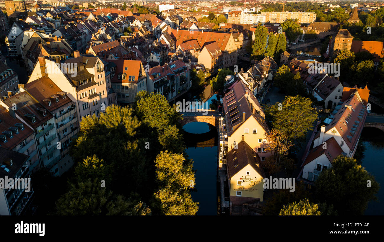 Aerial view of the Altstadt, old town, Nuremberg, Germany Stock Photo ...