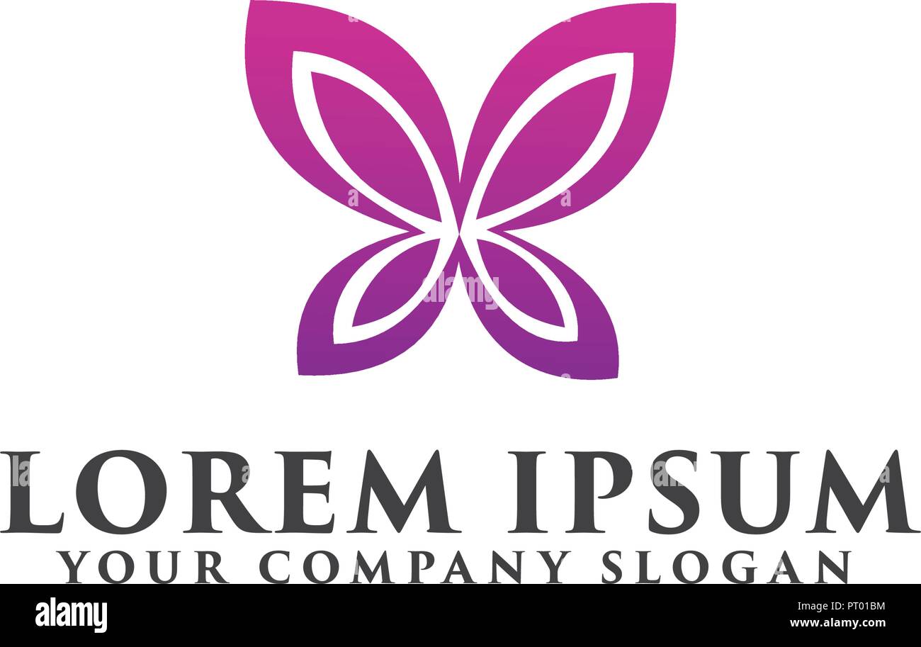 simple butterfly logo, spa beauty logo design concept template Stock ...