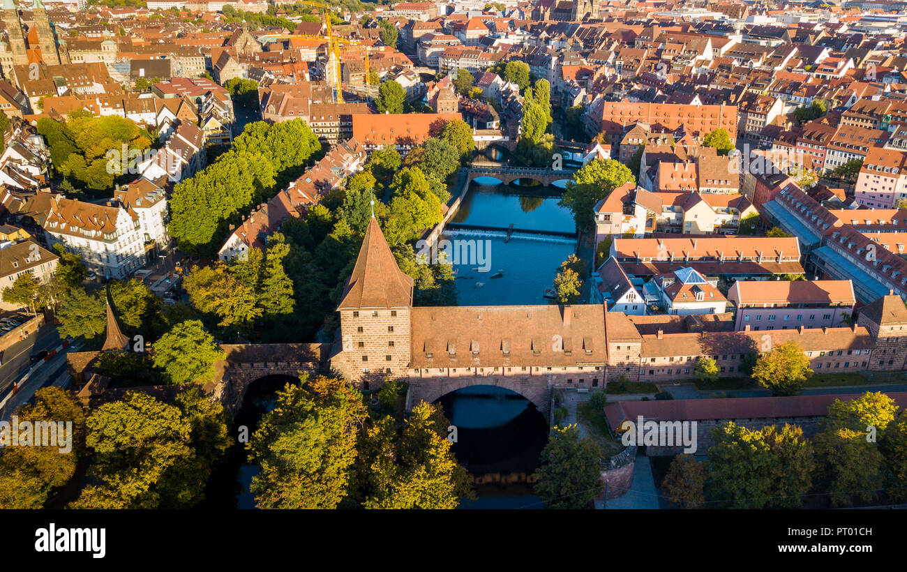 Aerial view of the Altstadt, old town, Nuremberg, Germany Stock Photo ...