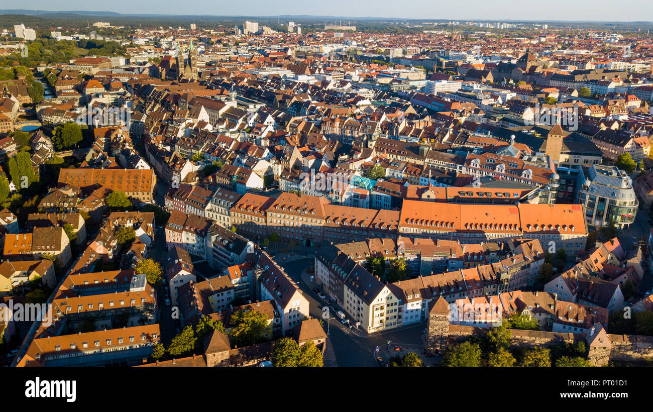 Aerial view of the Altstadt, old town, Nuremberg, Germany Stock Photo ...