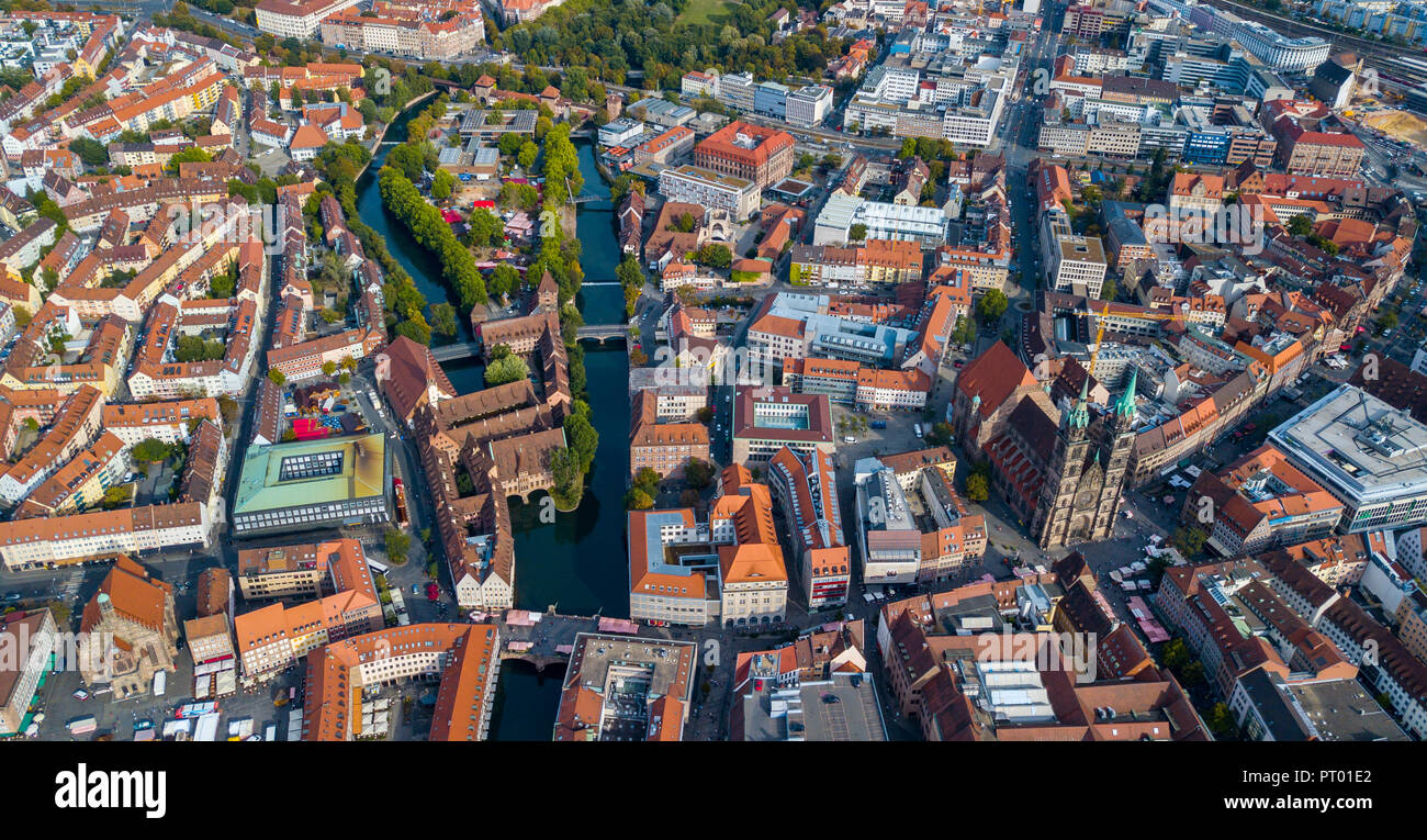 Aerial view of the Altstadt, old town, Nuremberg, Germany Stock Photo ...